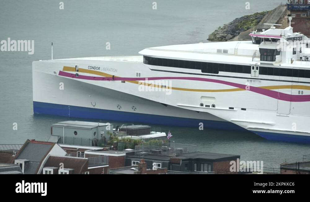 Condor Liberation trimaran ferry Stock Video Footage - Alamy