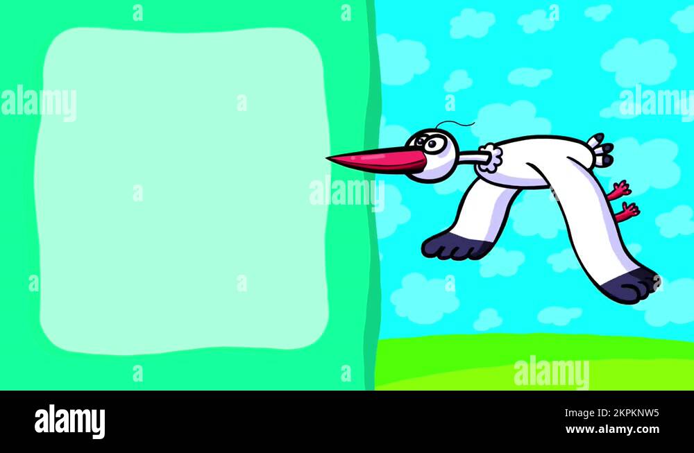 Cartoon character stork flying loop animation for titles Stock Video ...
