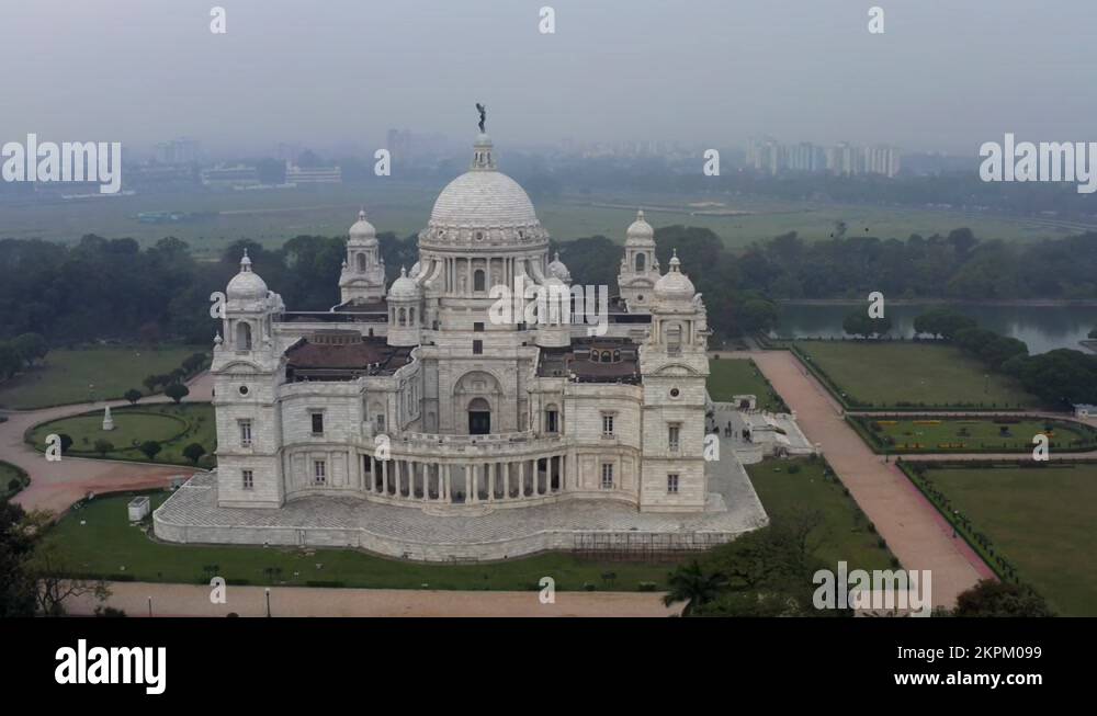 An Aerial shot of Victoria Memorial at Maidan, Kolkata, West Bengal ...