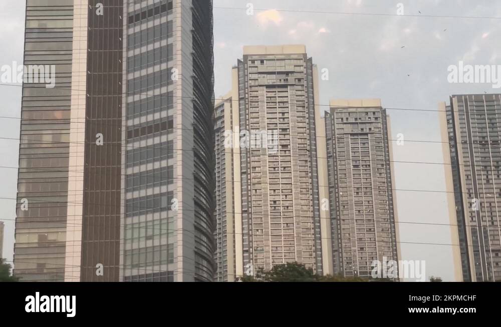 Looking Up On High-rise Buildings In New Mumbai Skyline From Metro ...