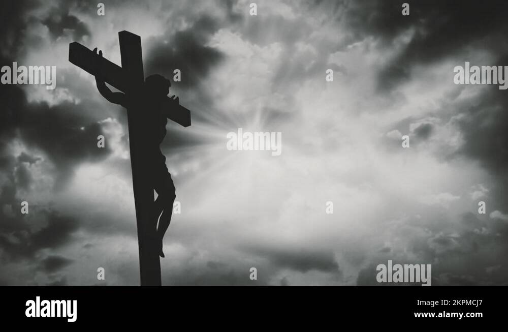 Jesus Christ crucified at Calvary hill outside ancient Jerusalem Stock Video Footage - Alamy