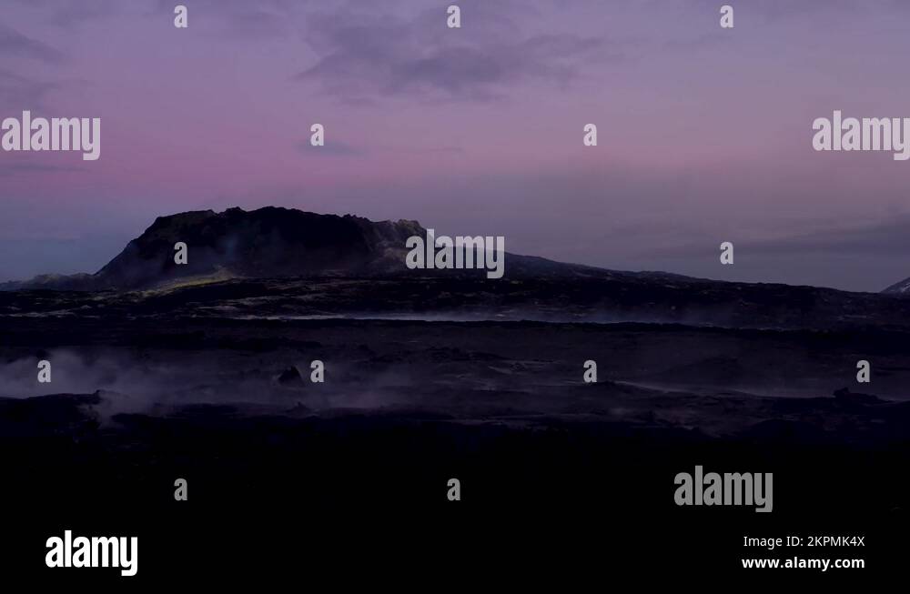 Steam Rising From The Ground Around A Volcano After Eruption. Post ...