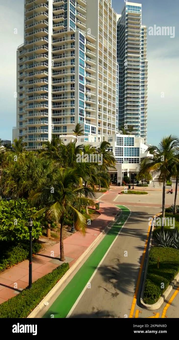 Vertical aerial video Continuum towers South Beach Miami FL 4k Stock ...