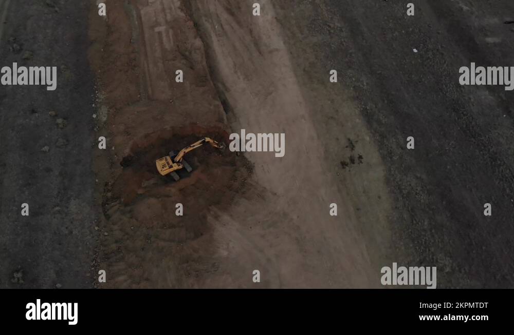 Horizontal Orbit Drone HD Shot • Construction Site Footage • Tractor ...