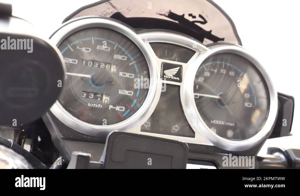 Close Up View Of Cockpit Dials On Honda CB150F Stock Video Footage - Alamy