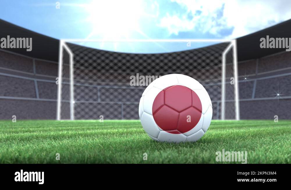 Japan soccer ball, rolling into stadium with camera flashes Stock Video ...