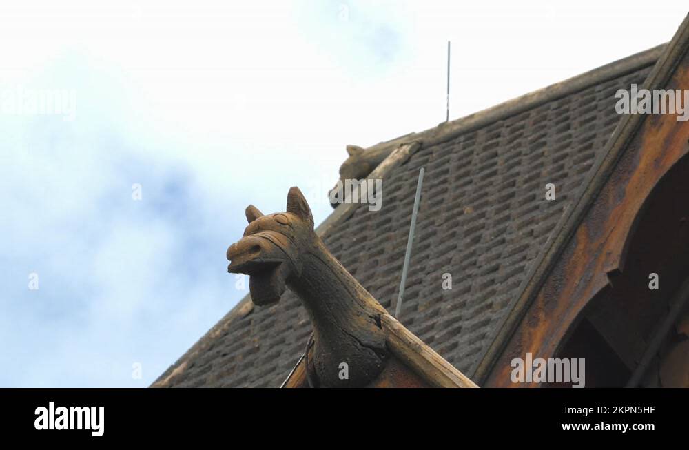 heddal stave church wood cathedral built 1300 century details dragon ...