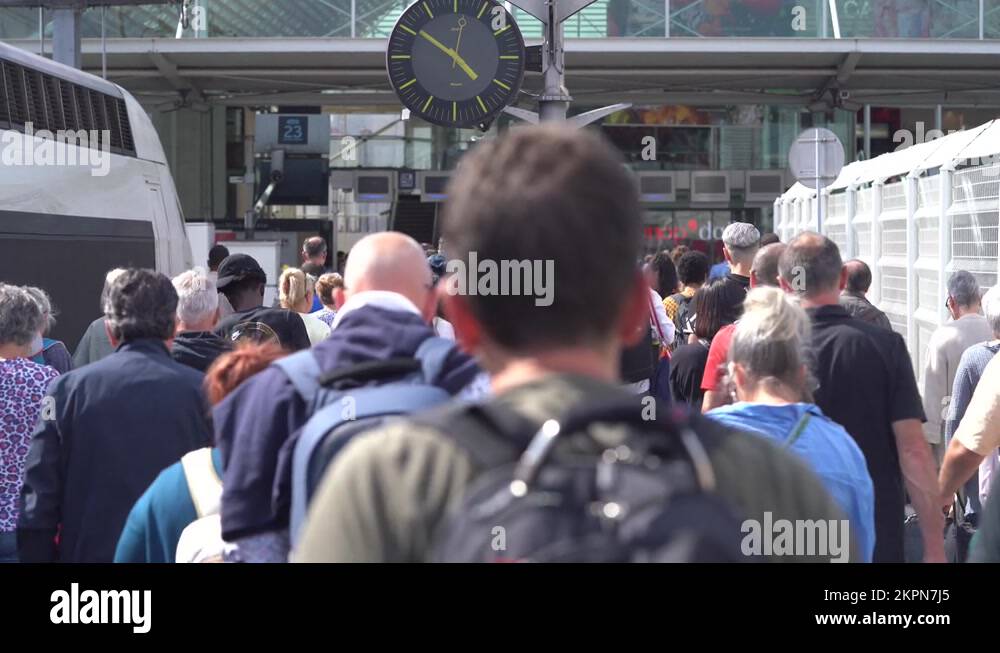 People Walking To Gare De Lyon Railway Station In Paris, France ...