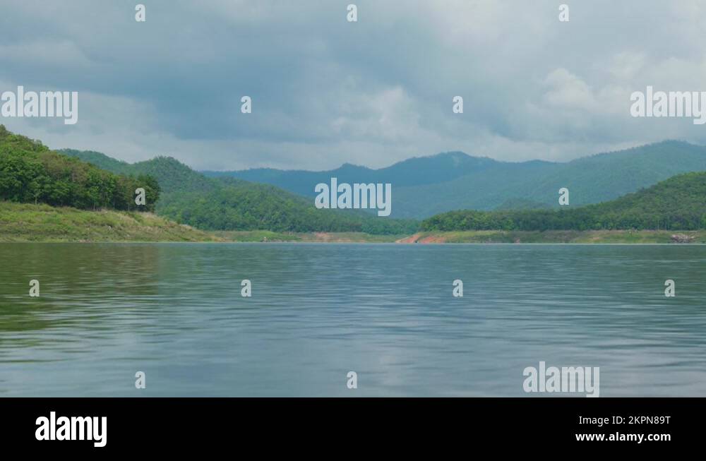 4K Cinematic landscape nature panoramic footage of the Mae Kuang Dam ...