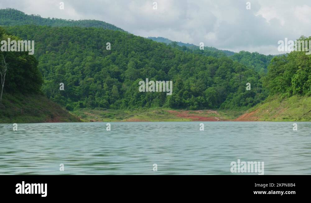 4K Cinematic landscape nature panoramic footage of the Mae Kuang Dam ...