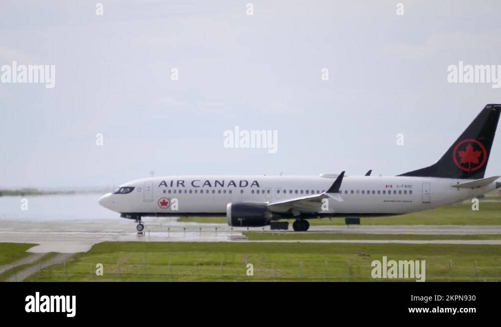 An Air Canada Boeing 737 Max Taxiing to the Runway, Tracking Shot Stock ...
