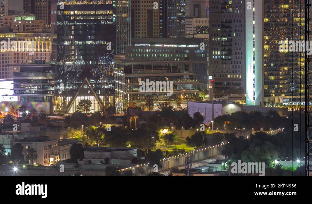 Modern buildings around Sheikh Zayed Road and DIFC district aerial ...