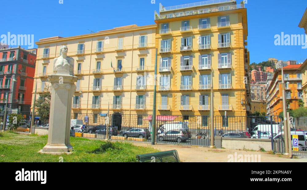 Panning across European style architecture in Chiaia district with ...