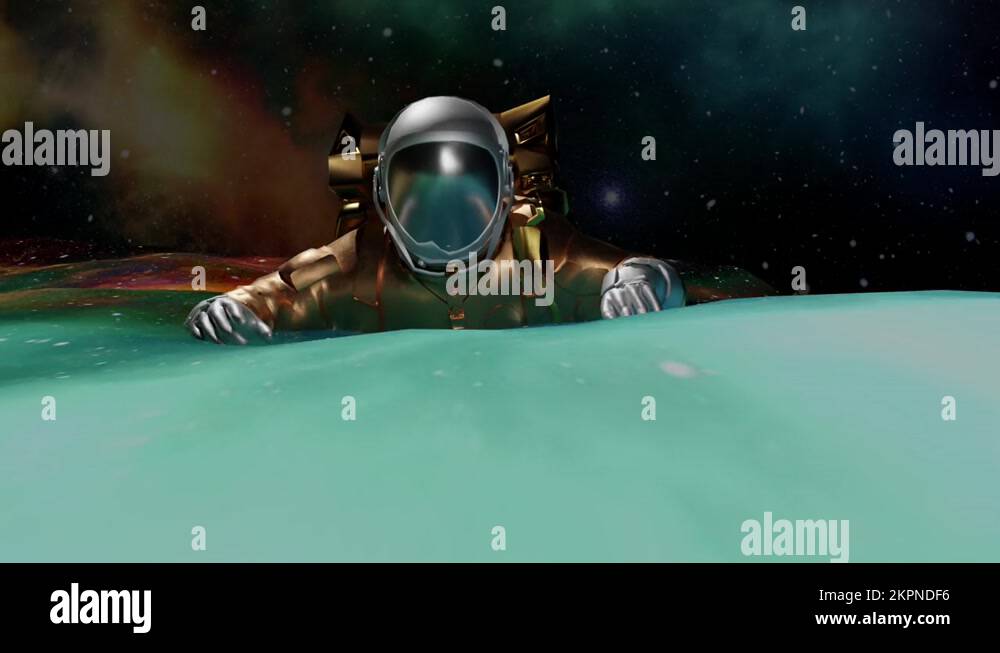 Astronaut Floating In Space Ocean : Lo-fi animation Stock Video Footage ...