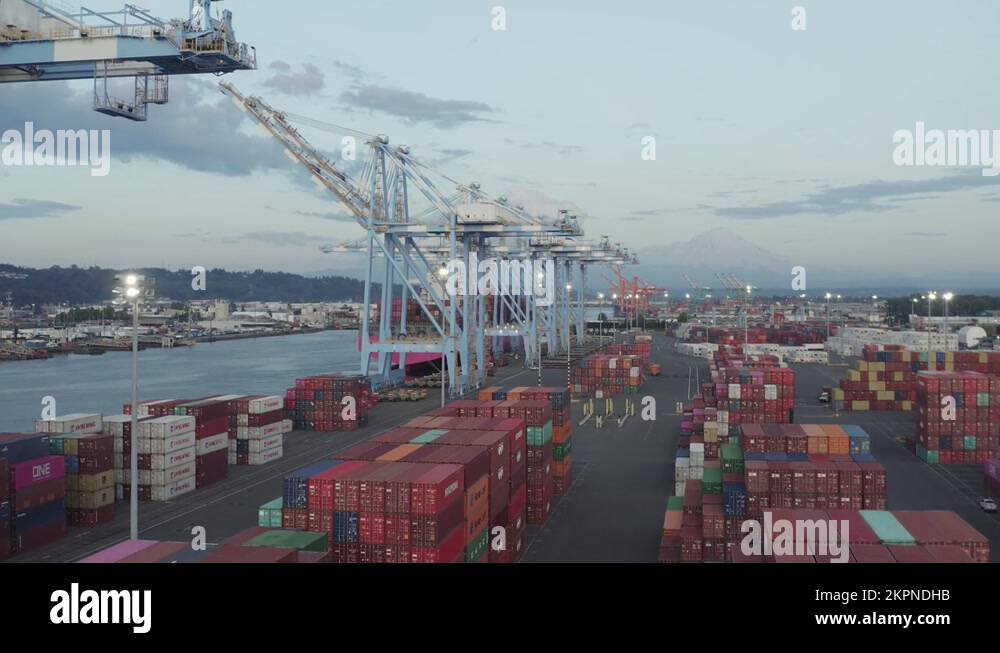 Industrial Port With Containers And Cranes At Husky Terminal, Tacoma ...