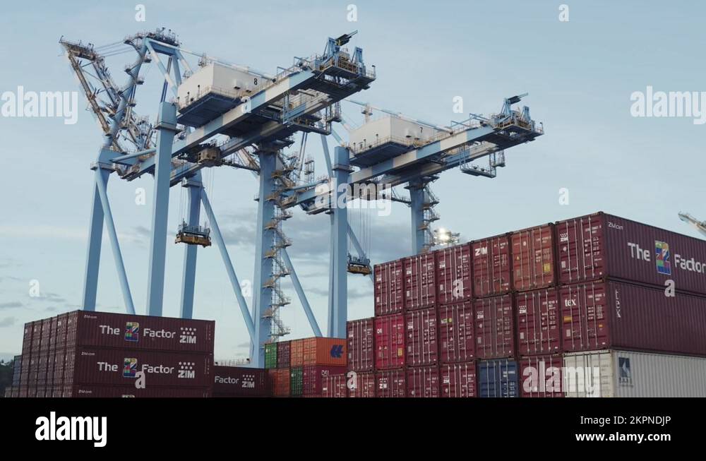 Seaport terminal crane container cargo Stock Videos & Footage - HD and ...