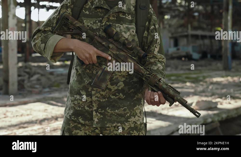 Helmet damaged military army soldier standing Stock Videos & Footage ...