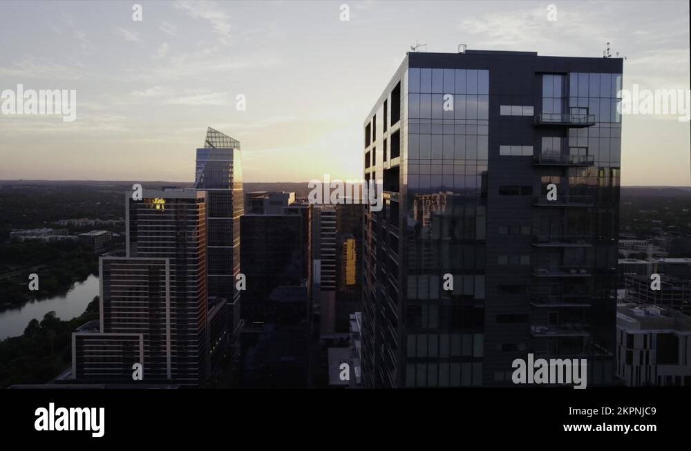 Office tower architecture high rise building highrise in evening ...