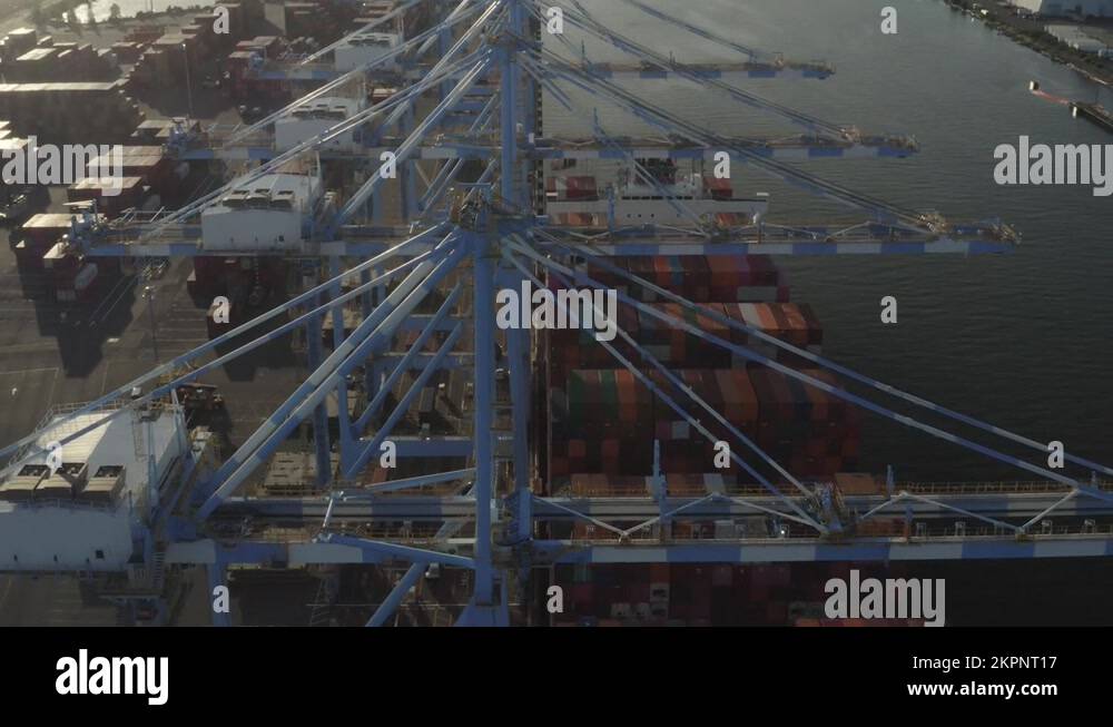 Close Up Structure Of Container Cranes At The Terminal In Port Of ...