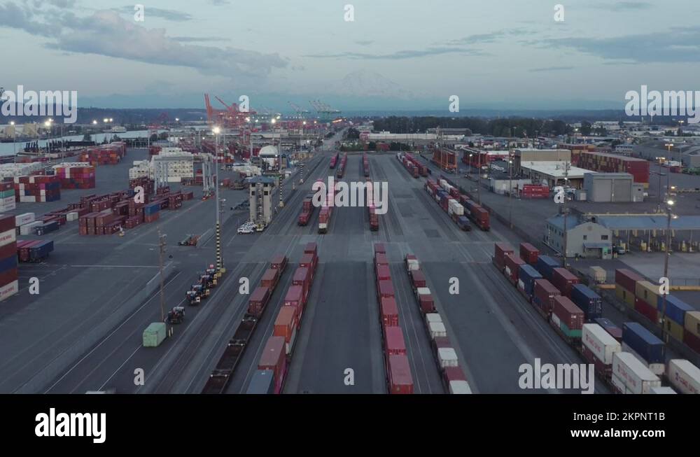 Shipping Containers On Freight Rails At The Husky Terminal And ...
