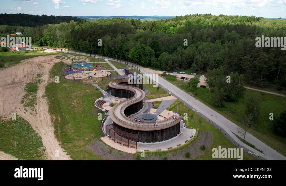 Drone footage of graduation tower. Wieliczka salt mine in Krakow ...