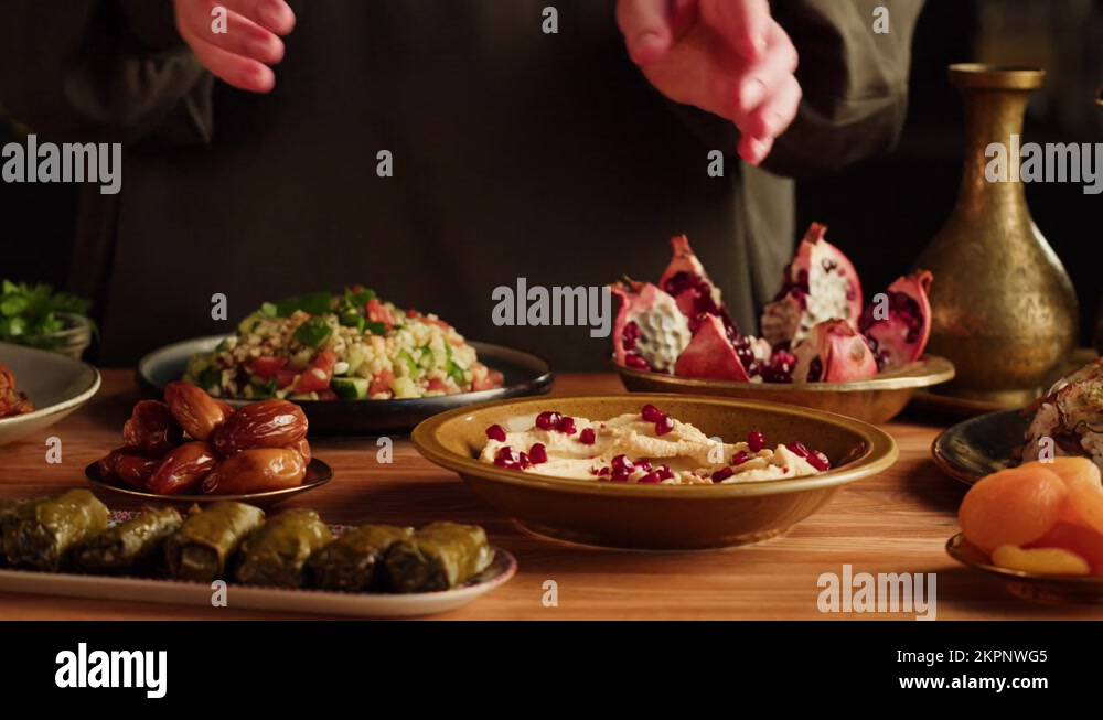 Hummus close-up, middle eastern national traditional food. Muslim ...