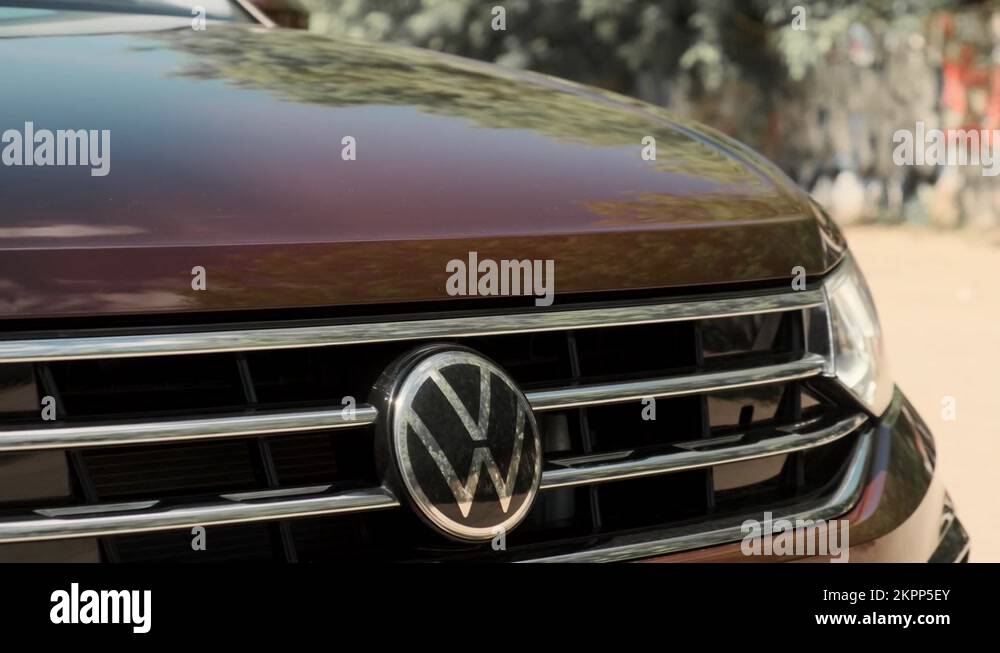 Moscow, Russia - CIRCA 2022: Close up logo of volkswagen tiguan new ...