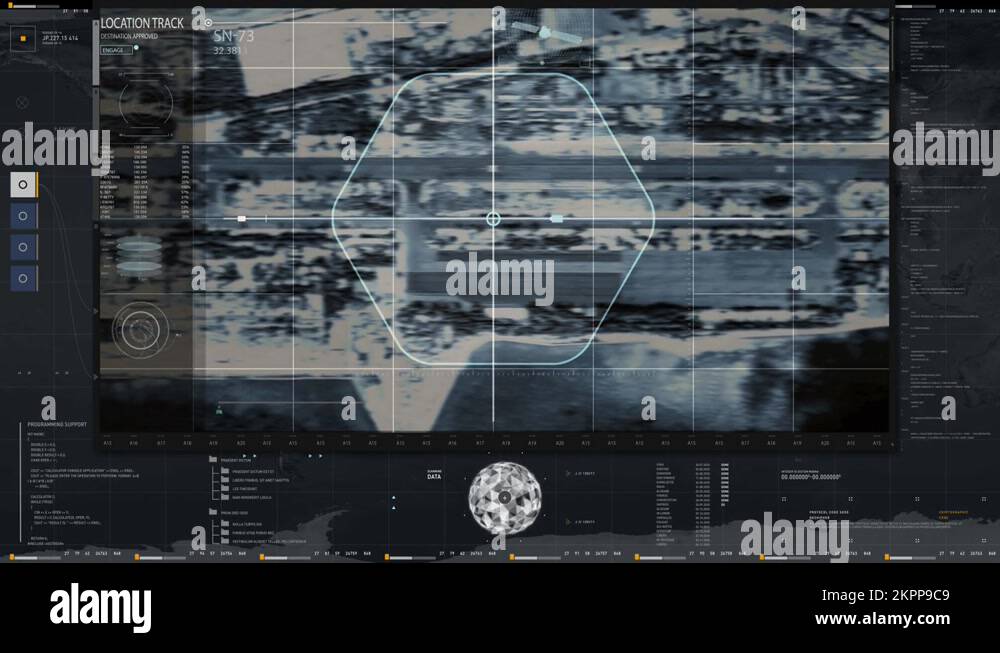 Interface of an army scanner detecting the location of the military ...