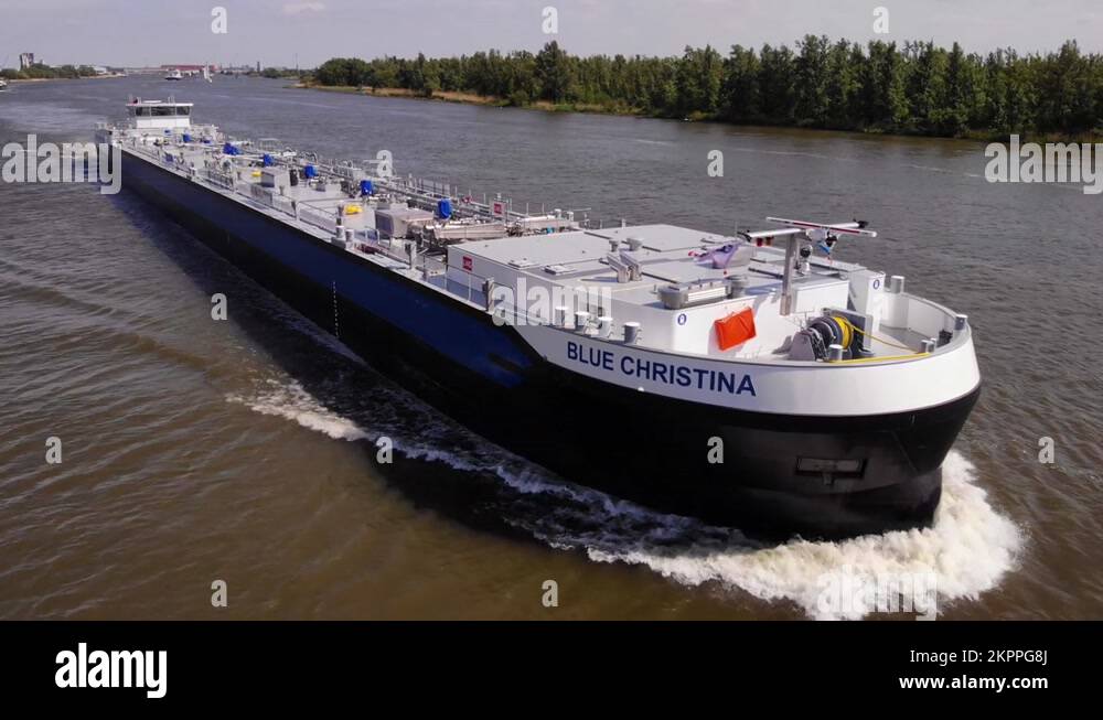 Blue Christina Tanker Vessel Cruising In The Oude Maas In Zwijndrecht ...