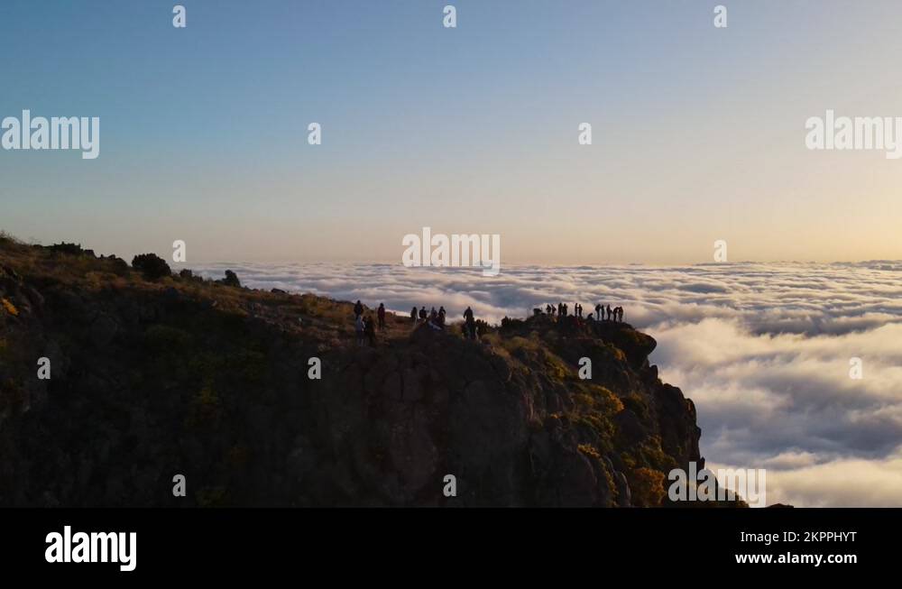 Huge mountains and hills above clouds in Pico do Arieiro at Madeira ...