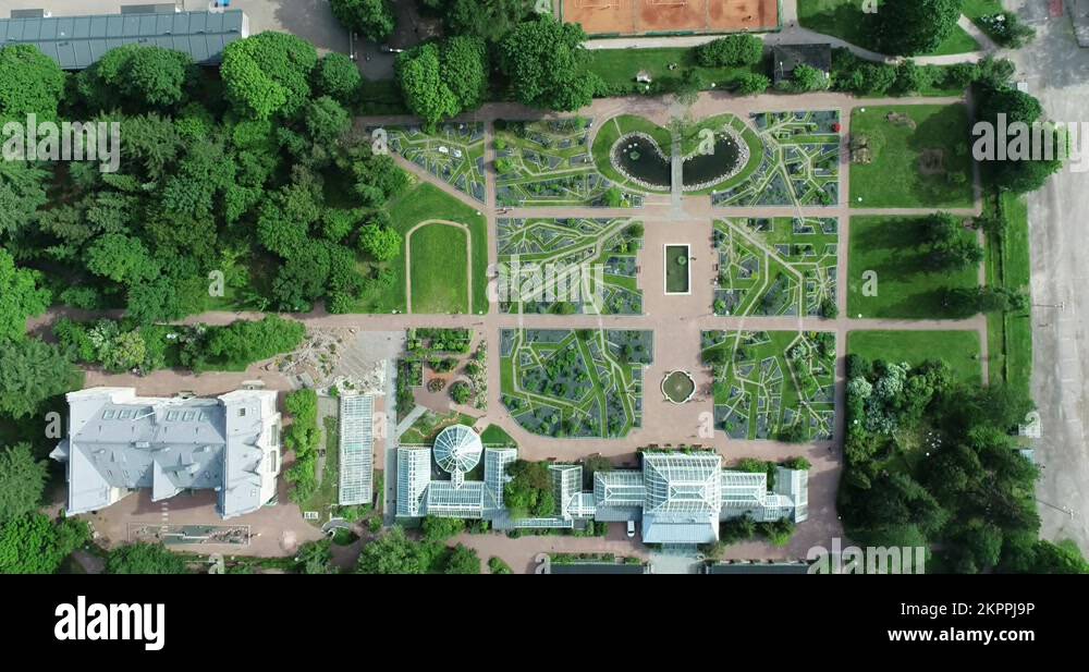 Helsinki Botanical Garden in Finland. Drone Point of View Stock Video ...