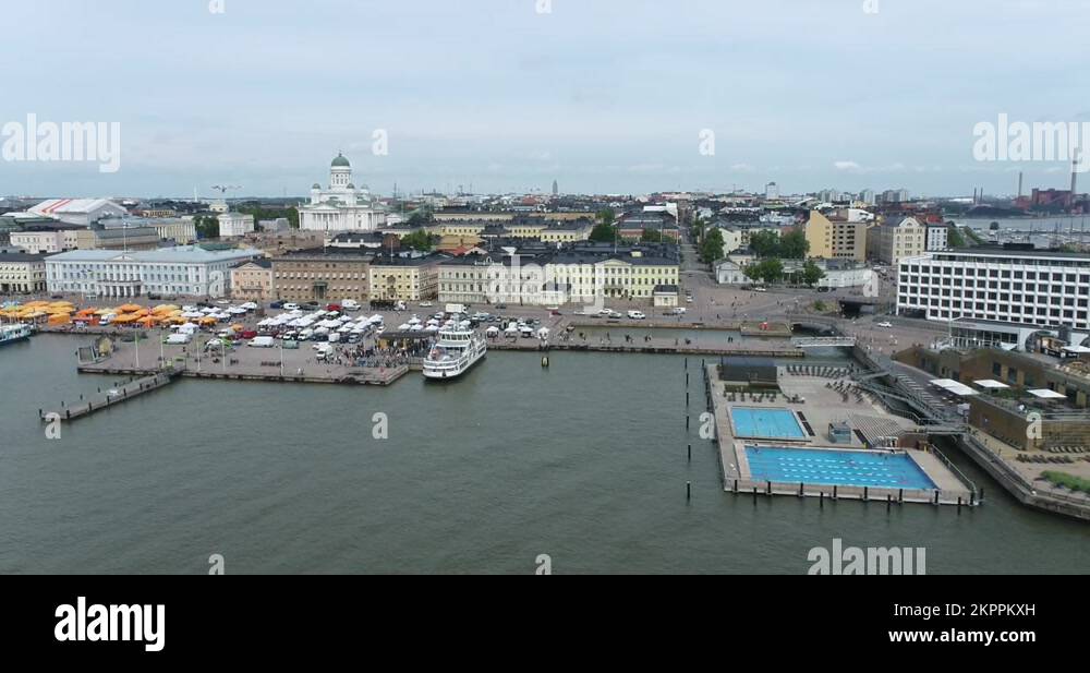 Helsinki Downtown Cityscape, Finland. Cathedral Square, Market Square ...