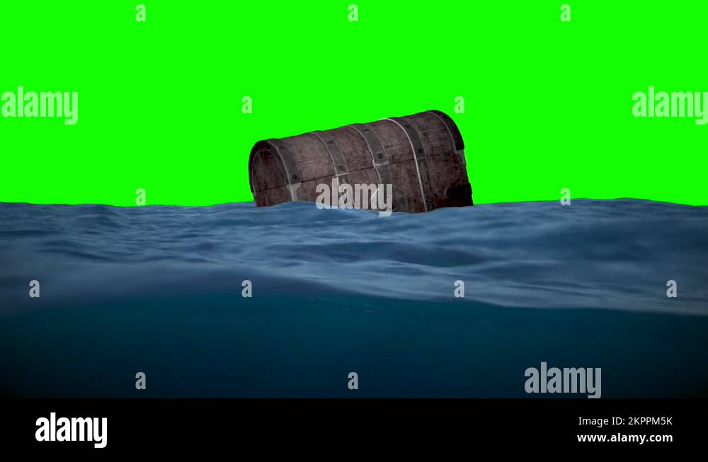 Treasure chest floating in the water green screen Stock Video Footage ...
