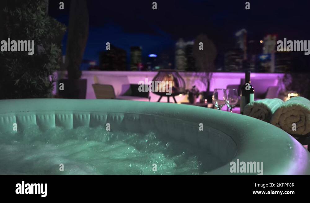 Jacuzzi on the roof And background of the city Stock Video Footage - Alamy