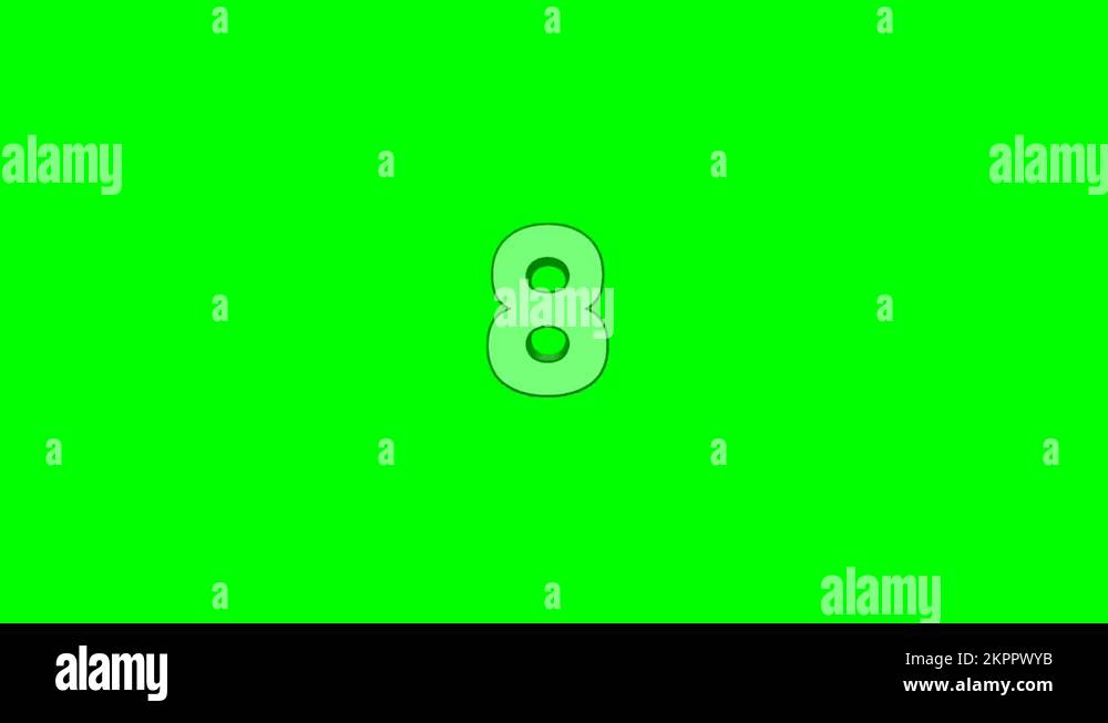 Animation cartoon number eight 8 on green screen background 4k Stock ...
