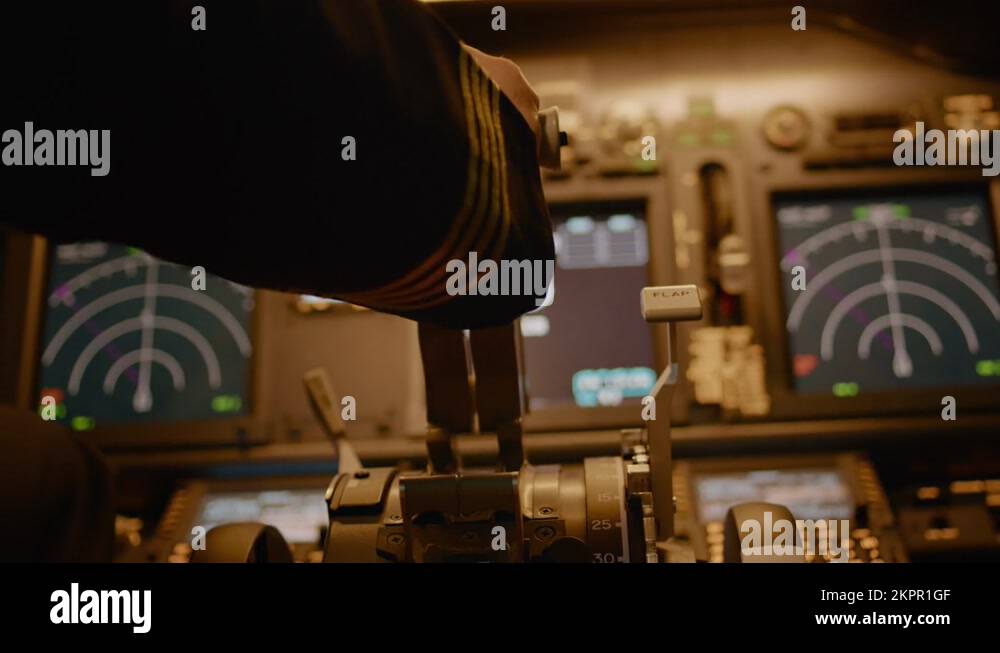 Airplane captain taking off and throttling engine to fly aircraft Stock Video Footage - Alamy
