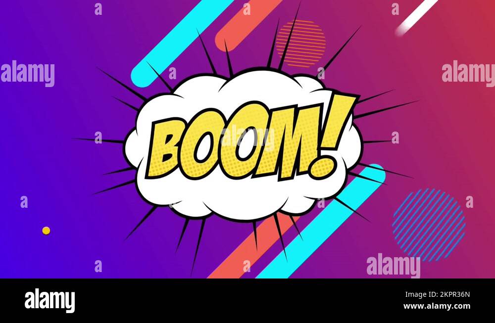 Animation of comic 5 options text over multiple comic speech bubbles ...