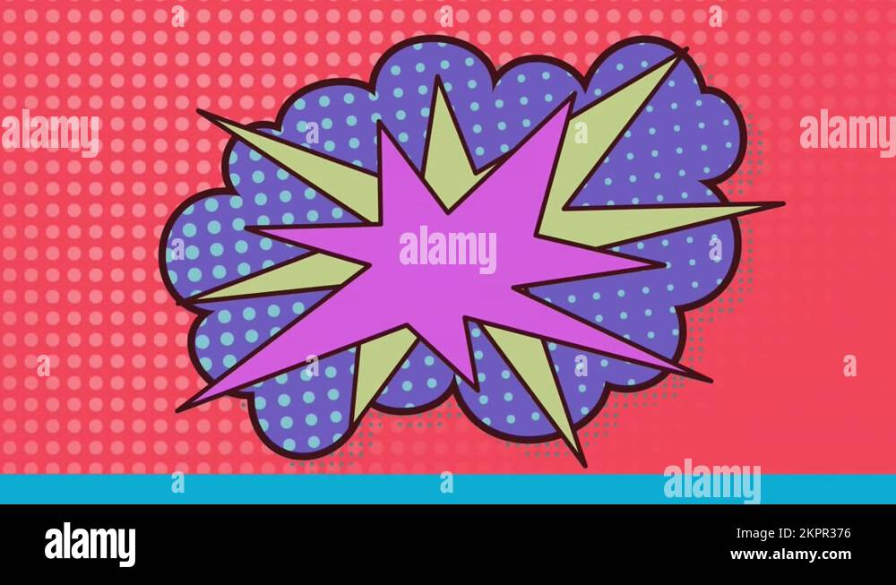 Animation of comic 5 options text over multiple comic speech bubbles ...