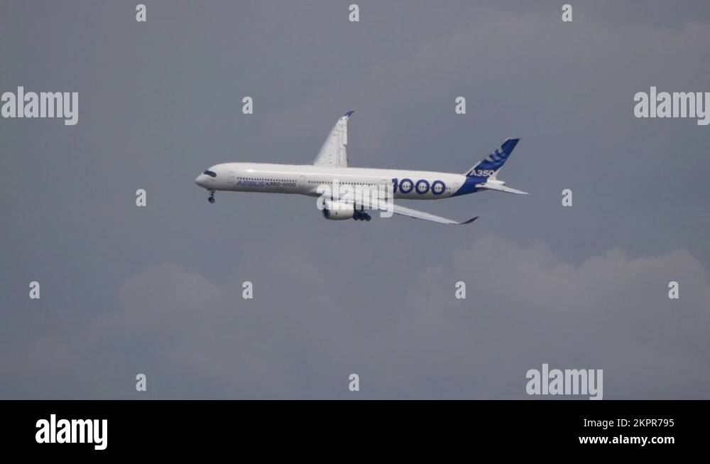 Passenger aircraft Airbus A350 in the demonstration flight of the ...