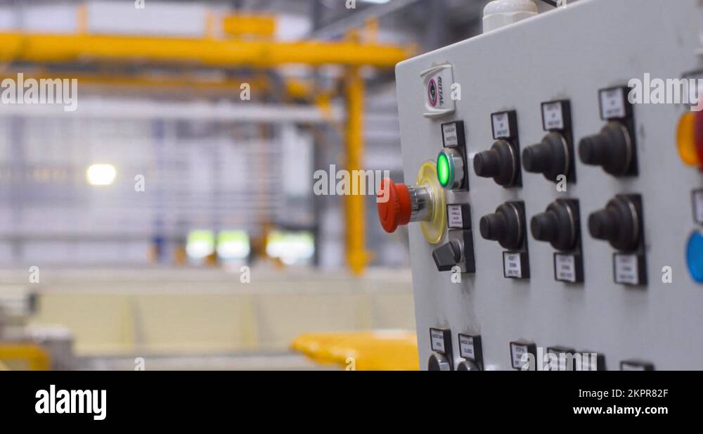 Big red button emergency stop kill switch automated factory control ...