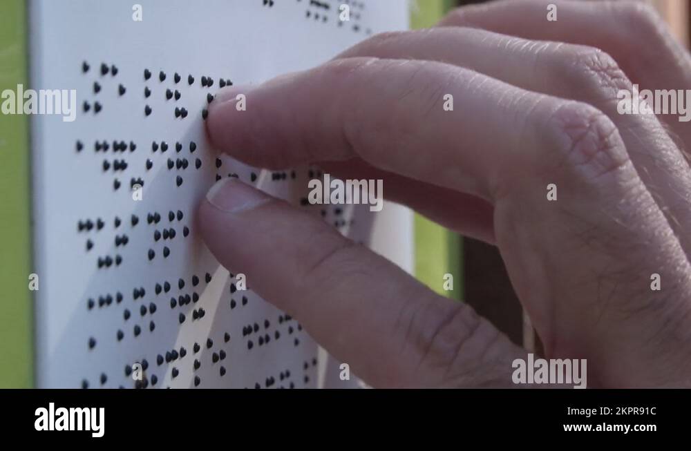 Reading a braille text in a sign Stock Video Footage - Alamy