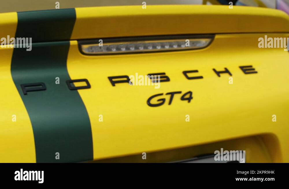 Porsche Lettering Logo on a Cayman GT4 Stock Video Footage - Alamy