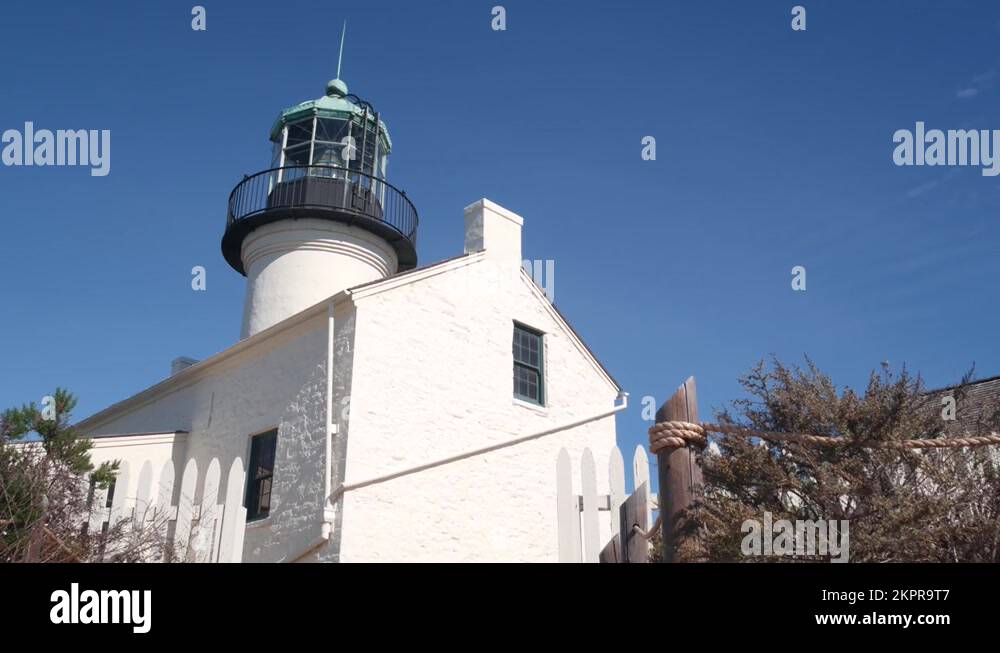Vintage lighthouse tower, retro light house, old fashioned classic white beacon Stock Video ...