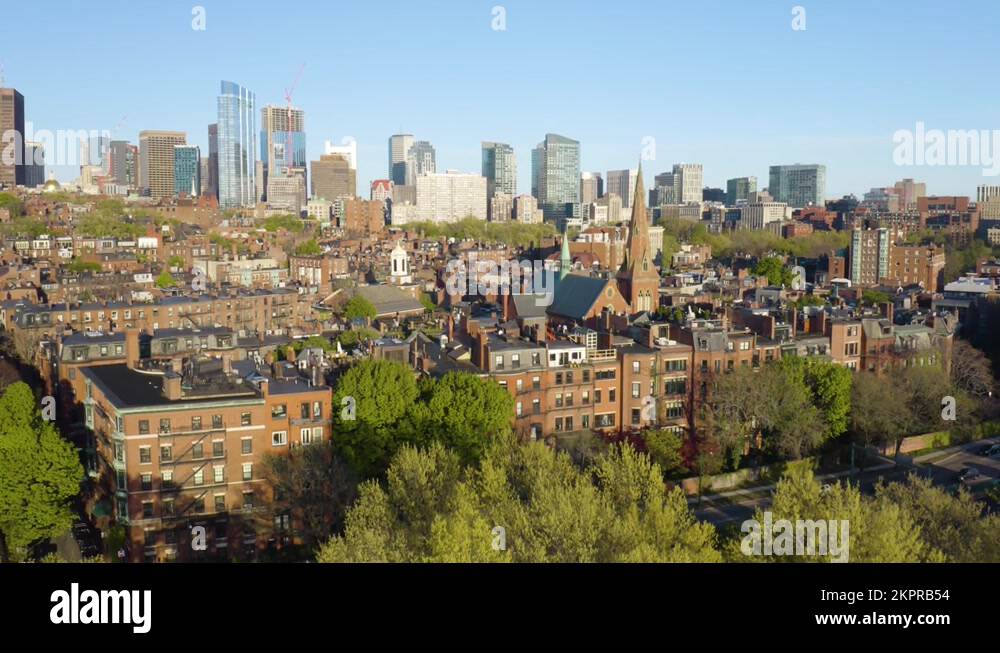 Historic Brick Buildings in Back Bay Boston Neighborhood. Drone ...