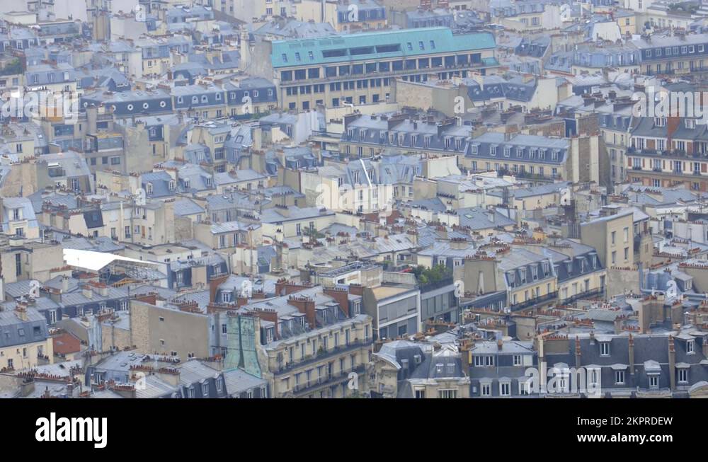 Rooftops of typical Parisian Haussmannian residential buildings in ...