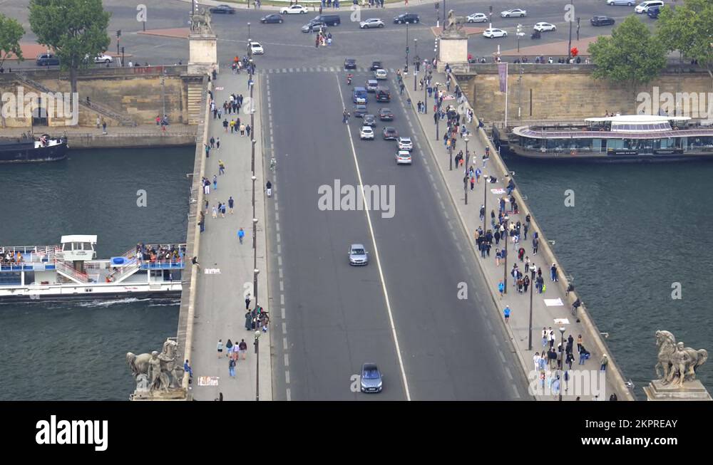 Bateau Mouche passing under the Pont d'Iena bridge in Paris, France ...