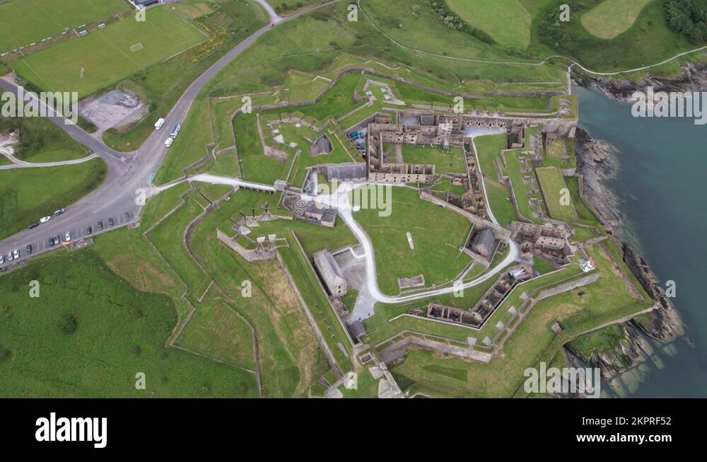 Charles fort Kinsale Ireland high overhead birds eye drone aerial view ...