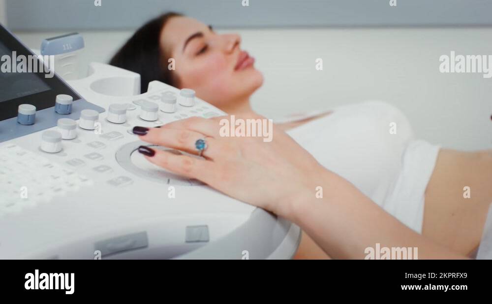 Ultrasound diagnosis of fetal development in a modern clinic Stock ...