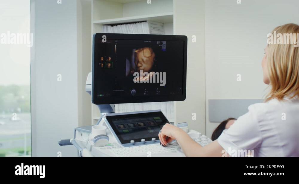 Ultrasound diagnosis of fetal development in a modern clinic Stock ...