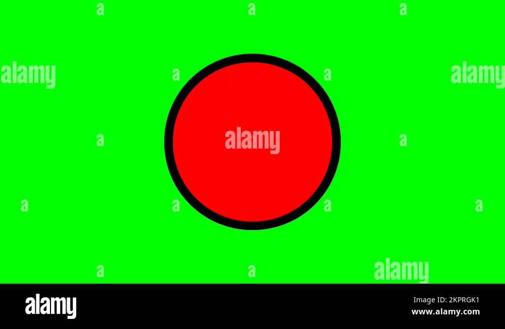Animation cartoon number two 2 in red circle on green screen background ...